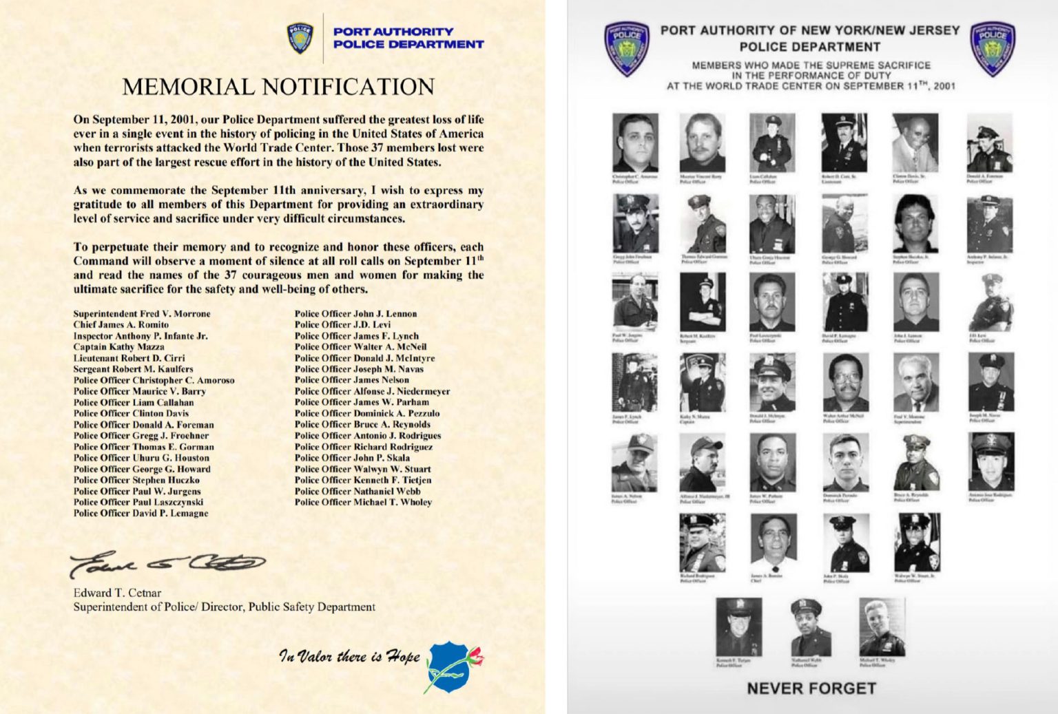 Remembering Fallen 9/11 Heroes - Port Authority Police Benevolent ...